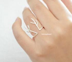 Deer Ring, Antler Ring, Deer Open Adjustable Ring In Gold Or Silver on ...