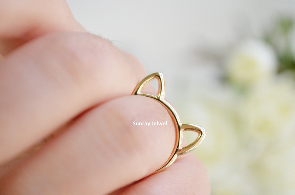 Cat Ear Ring In Gold, Animal Ring, Cat Ring on Luulla