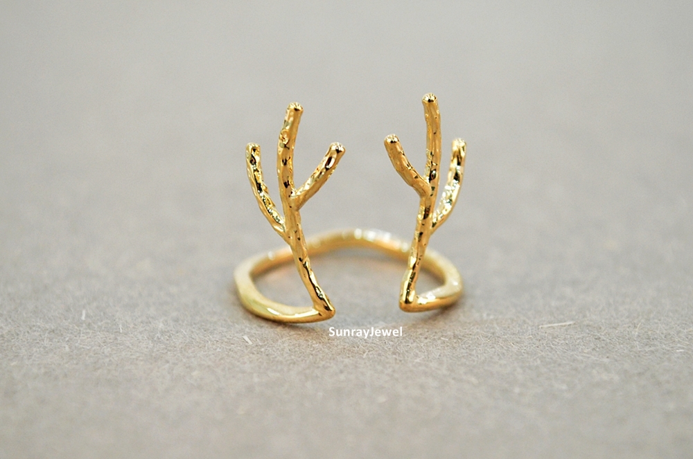 Deer Ring, Antler Ring, Deer Open Adjustable Ring In Gold Or Silver on ...
