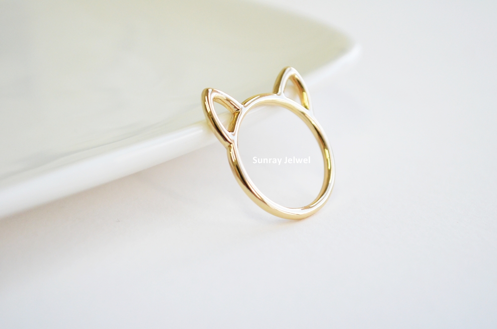 Cat Ear Ring In Gold, Animal Ring, Cat Ring on Luulla