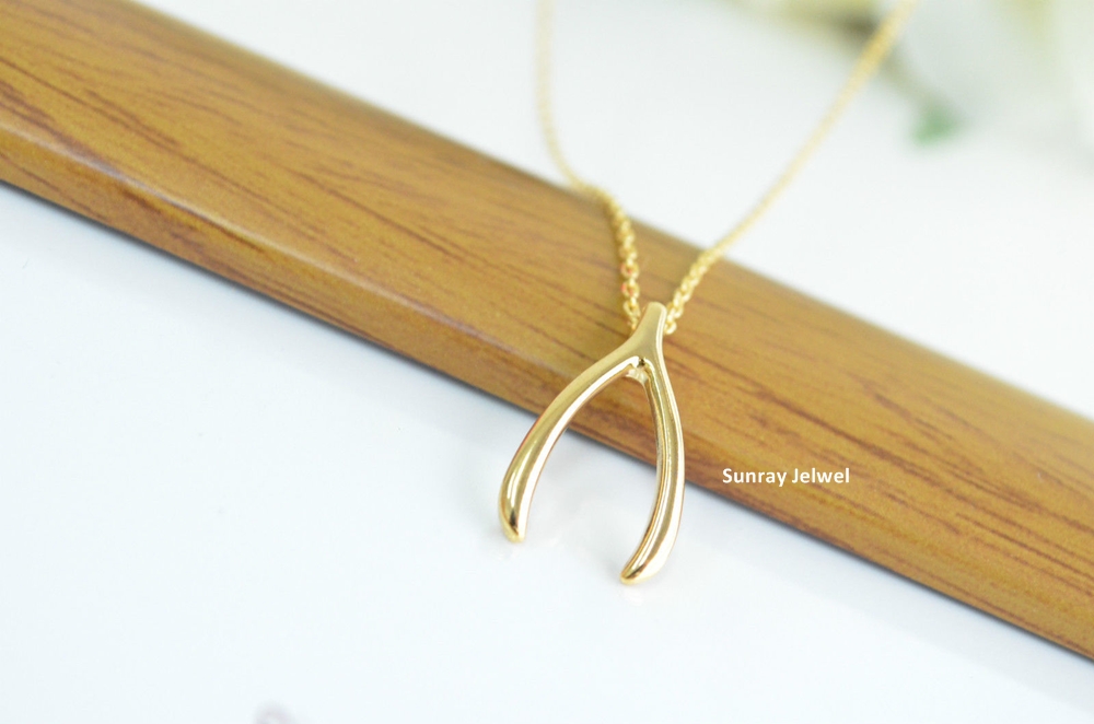 Wishbone Pendant Necklace, Wishbone Necklace, Lucky Necklace on Luulla