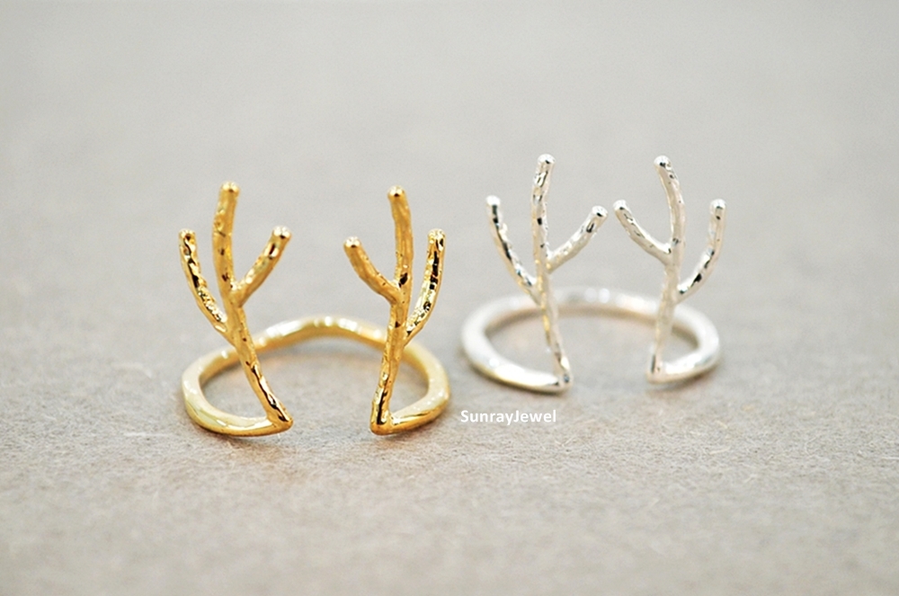 Deer Ring, Antler Ring, Deer Open Adjustable Ring In Gold Or Silver on ...