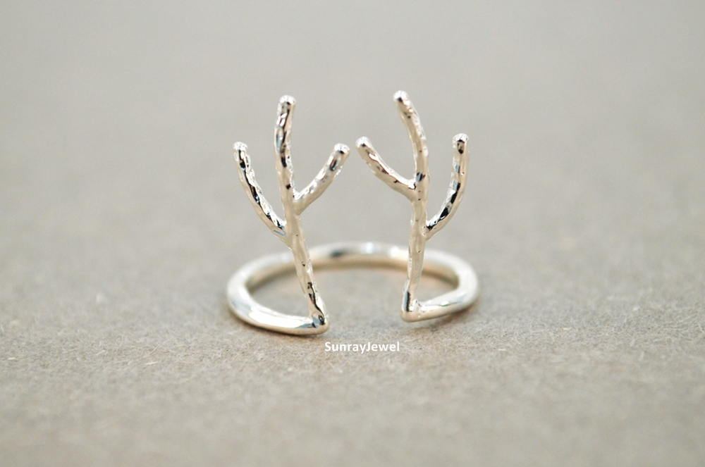 Deer Ring, Antler Ring, Deer Open Adjustable Ring In Gold Or Silver on ...