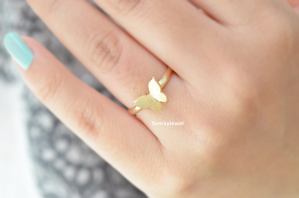 Butterfly Ring, Adjustable Ring, Open Ring, Simple, Minimal on Luulla