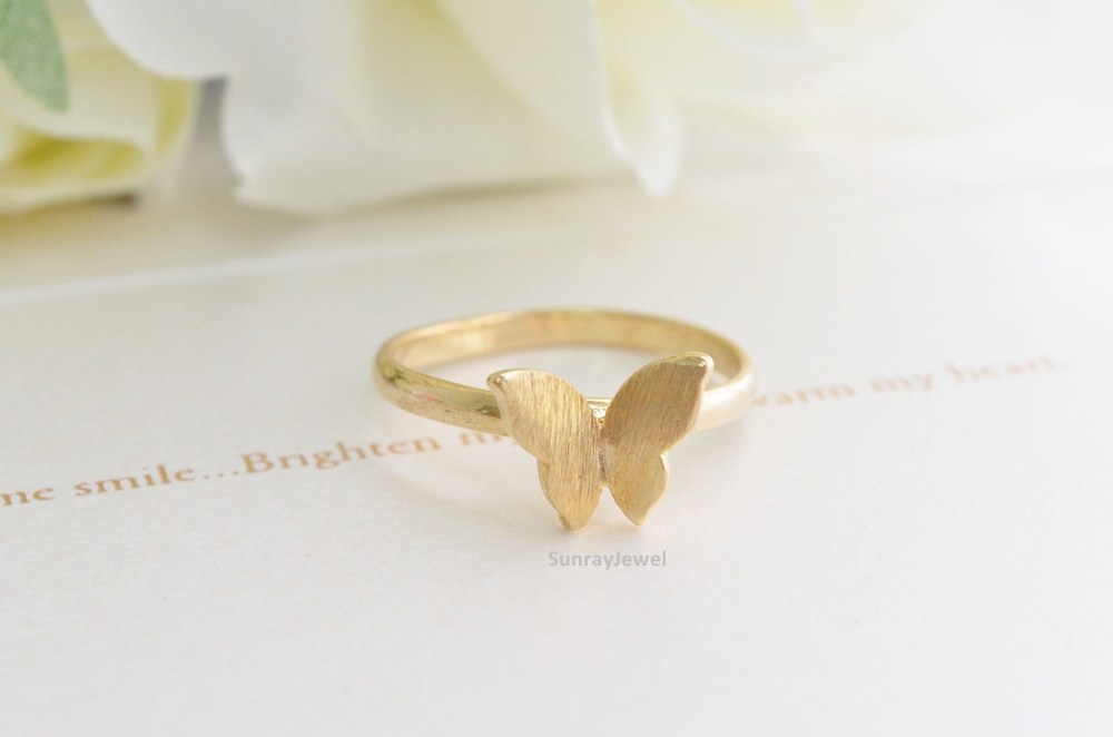Butterfly Ring, Adjustable Ring, Open Ring, Simple, Minimal on Luulla